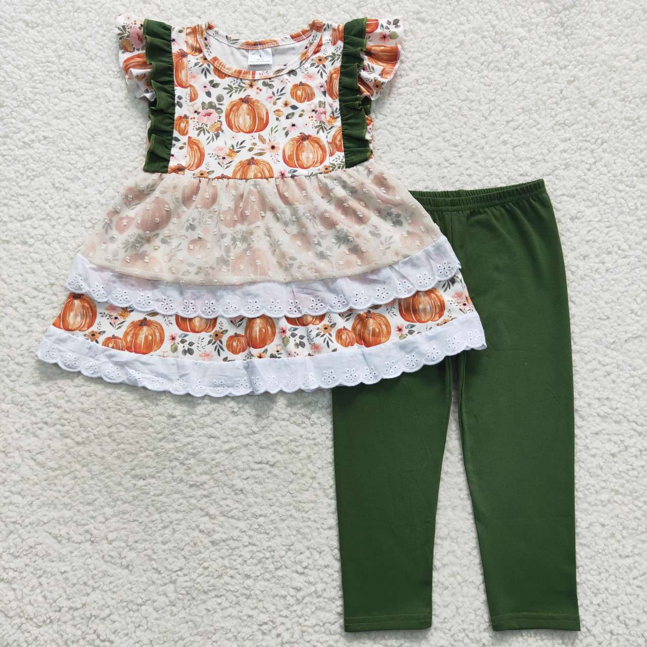 Pumpkin Flowers Lace Girl Outfits – Sunshine Kids Clothes Inc