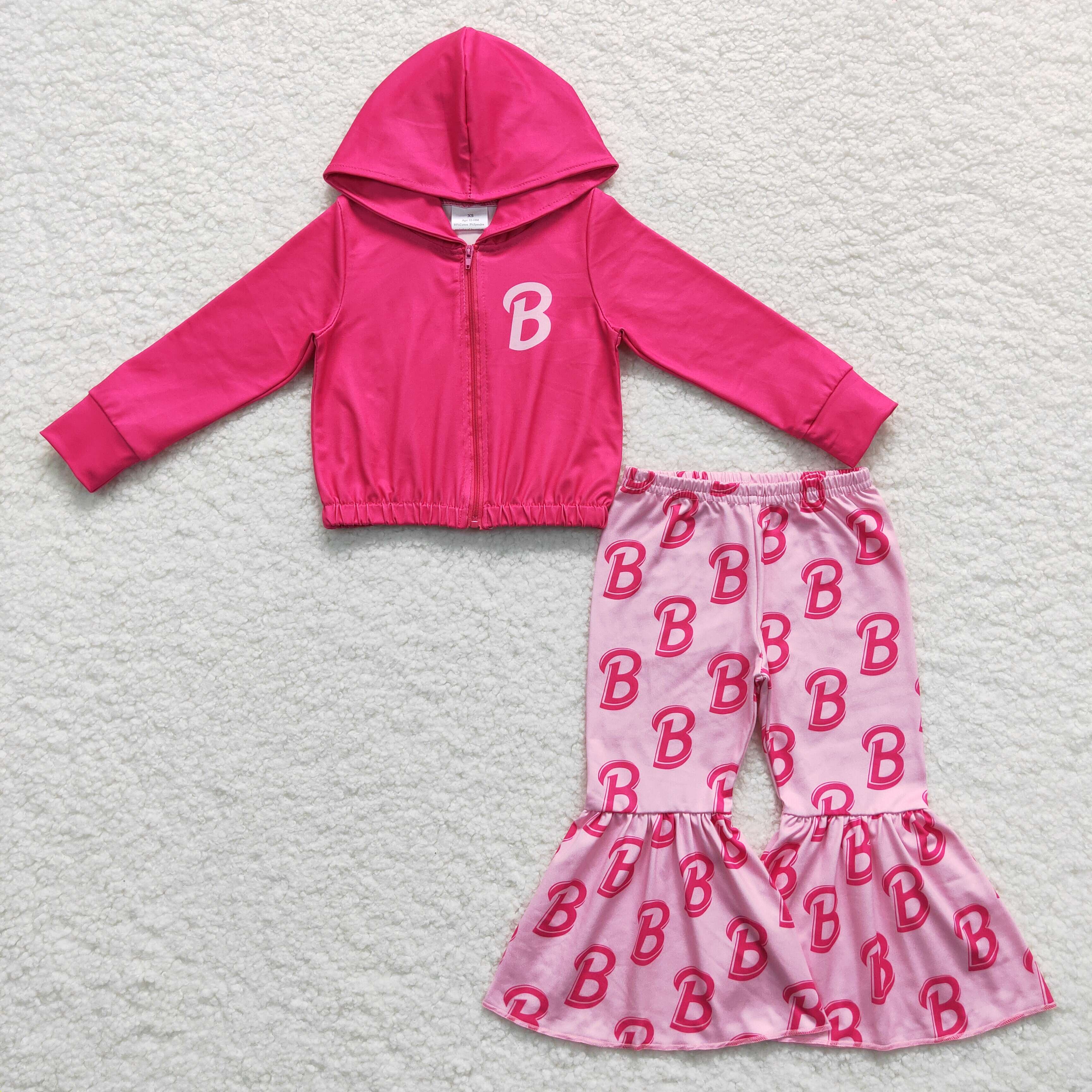 Pink Letter With Zipper Top Girls Outfit – SUTUTU03