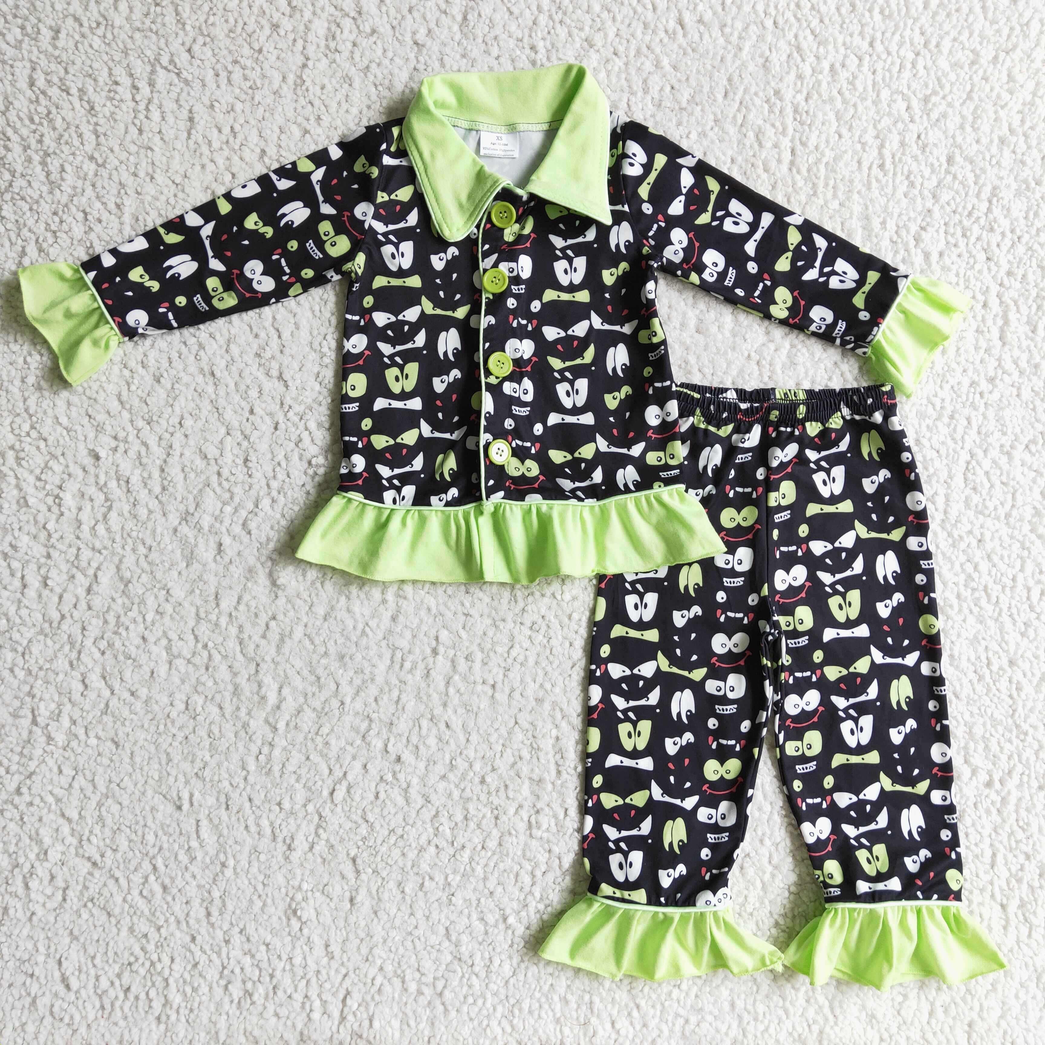 Christmas Green Cartoon Girls Pajamas – Sunshine Kids Clothes Inc